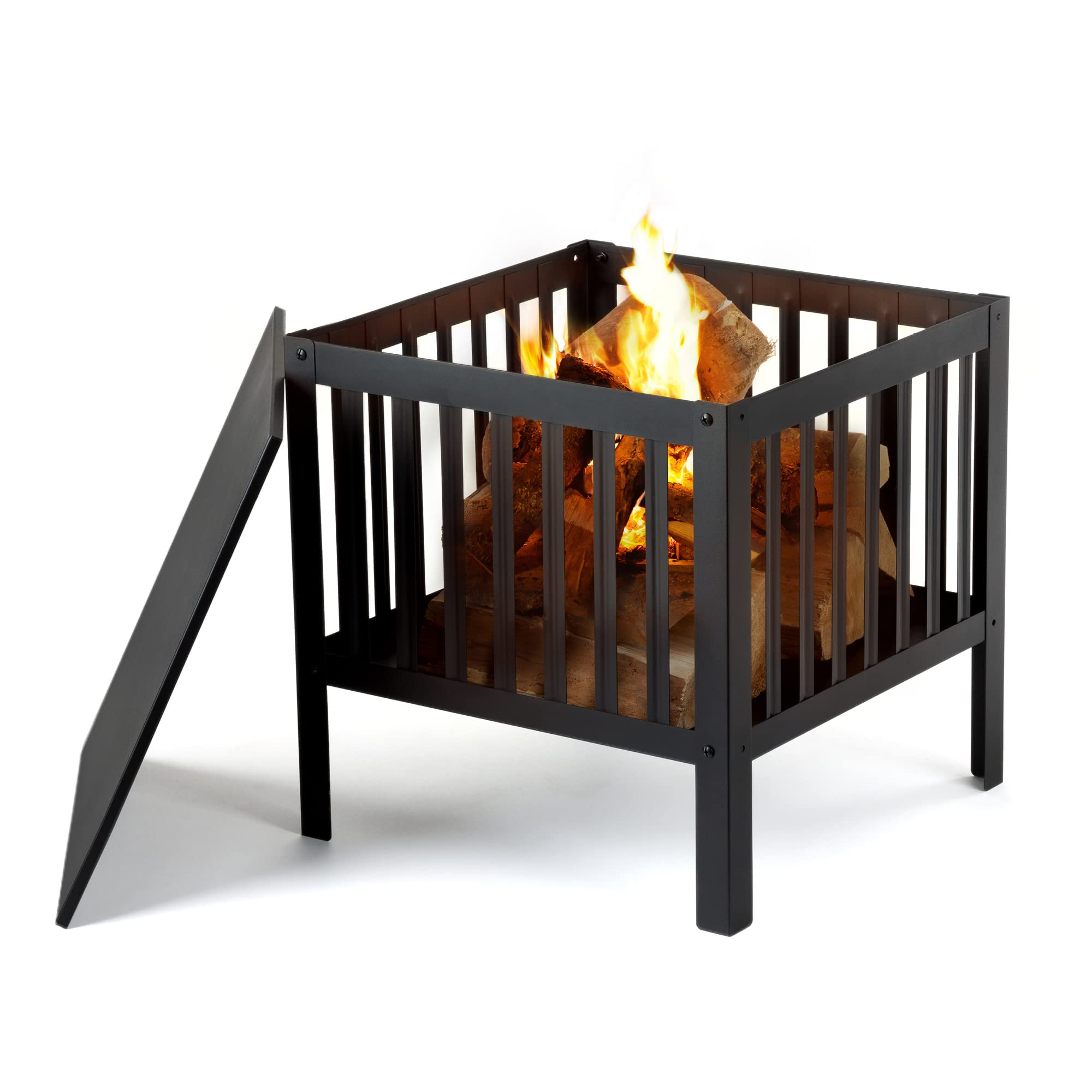 Buy LIVIVO Square Steel Fire Pit Log Burner Heater Brazier Full 360 ...