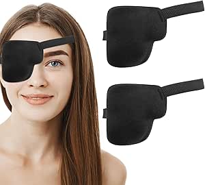 2 Pcs Eye Patches for Adults, Black Adjustable Piratel Eye Patch ...