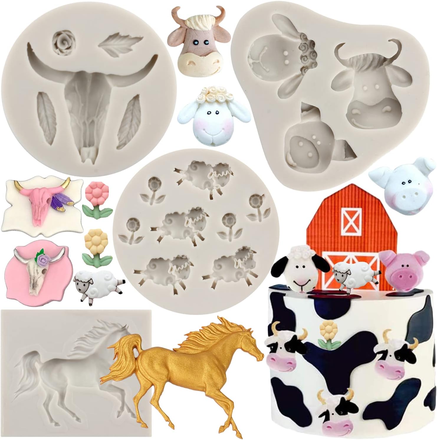 Amazon.com: Cestony Pig Nose Ears Shape Silicone Molds for DIY Cake ...