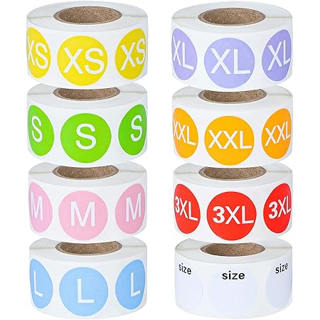 Amazon.com : 3500 PCS Clothing Size Stickers Labels 7/8" Round Self ...