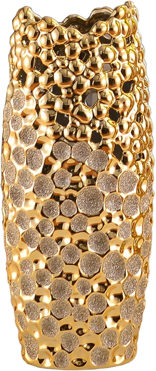 Amazon.de: Gold-Keramik-Vase, große Bodenvase, 14,2 Zoll hoch für ...