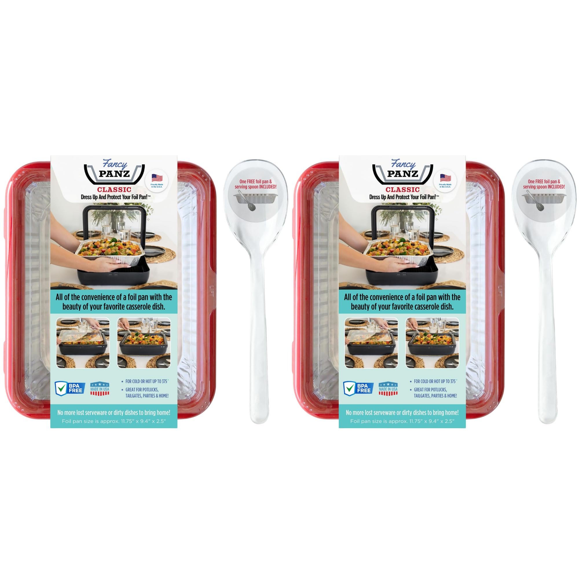 Snapklik.com : Fancy Panz Bundle - 2 Red Classic Aluminum Foil Pan Carrier