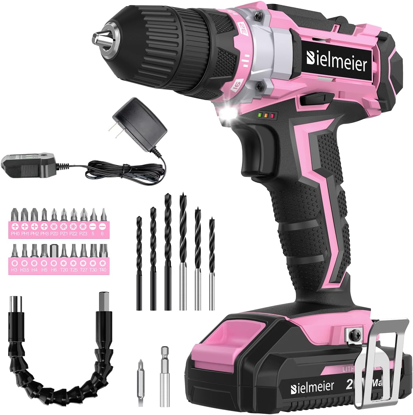 Amazon.com: Pink Cordless Drill Set - Electric Screwdriver Cordless ...