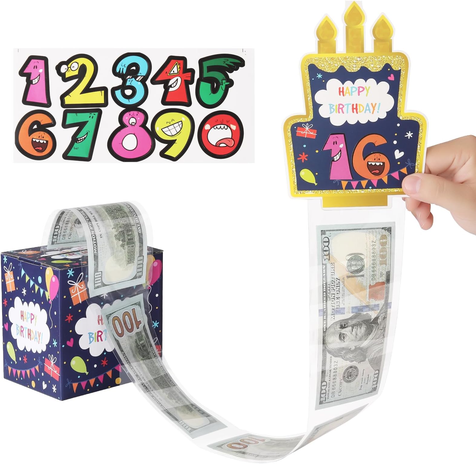 Amazon.com : BLOCE Birthday Money Box for Cash Gift, DIY Surprise Pull ...