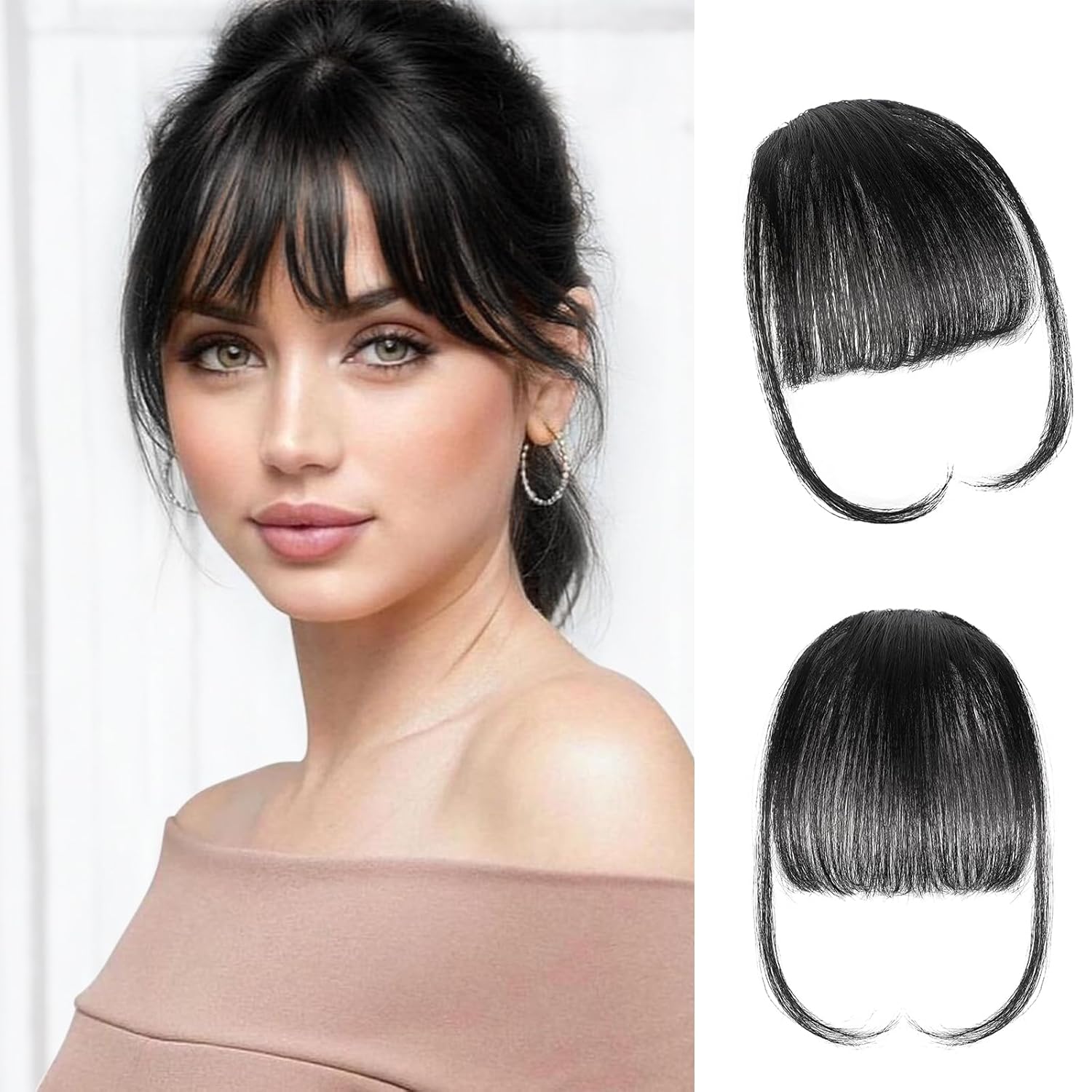 Amazon.com : SISLAF Clip in Bangs-100% Real Human Hair Bangs Hair Clip ...