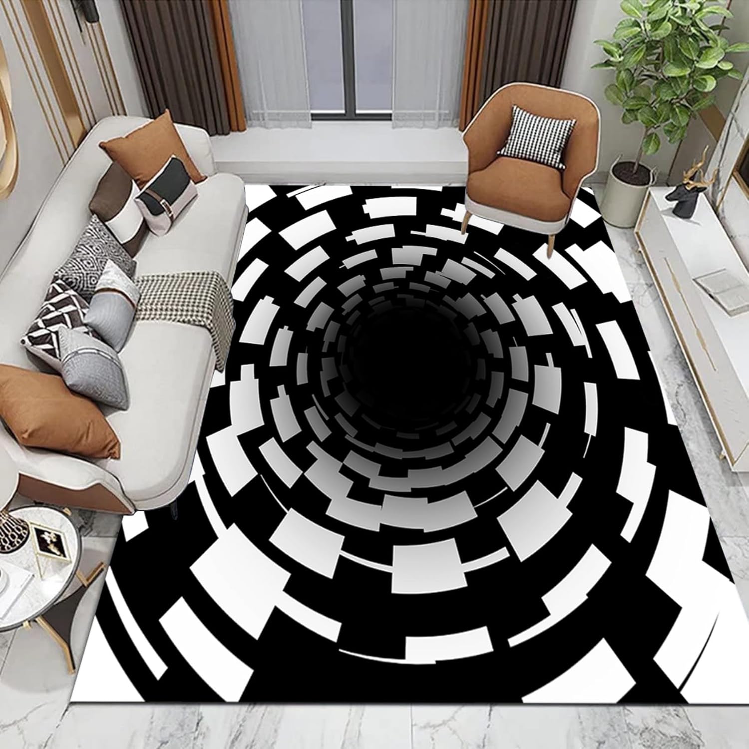 Amazon.com: ZLXMN 4x6ft 3D Stereo Optics Illusion Black and White ...