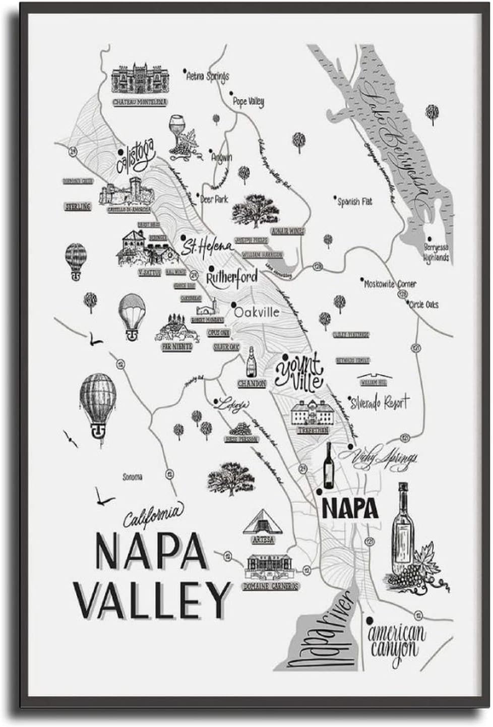 Amazon.com: Napa Valley Map Wine Map - Wine Lovers - Wine Tasting Map ...