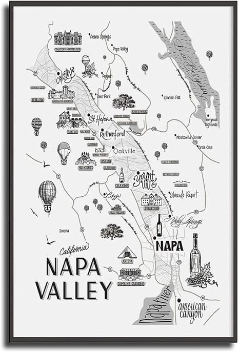 Amazon.com: Napa Valley Map Wine Map - Wine Lovers - Wine Tasting Map ...