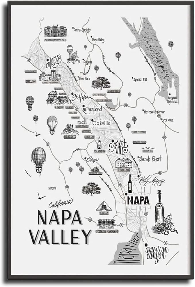 Amazon.com: Napa Valley Map Wine Map - Wine Lovers - Wine Tasting Map ...