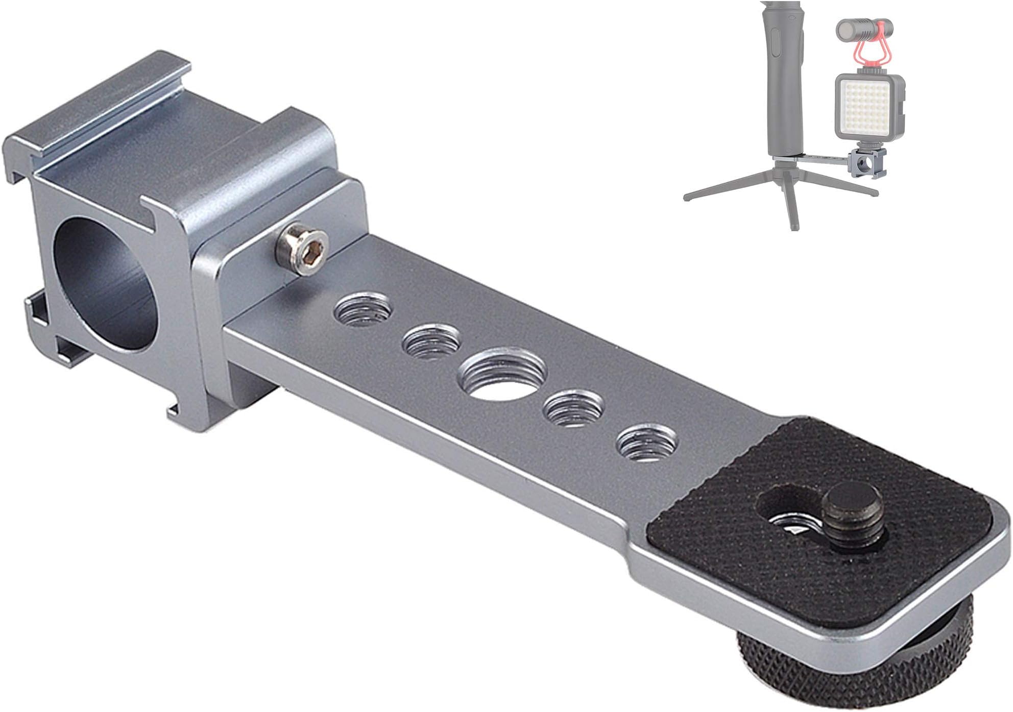 Amazon.com: Triple Cold Shoe Gimbal Microphone Mount, Mic Led Light ...