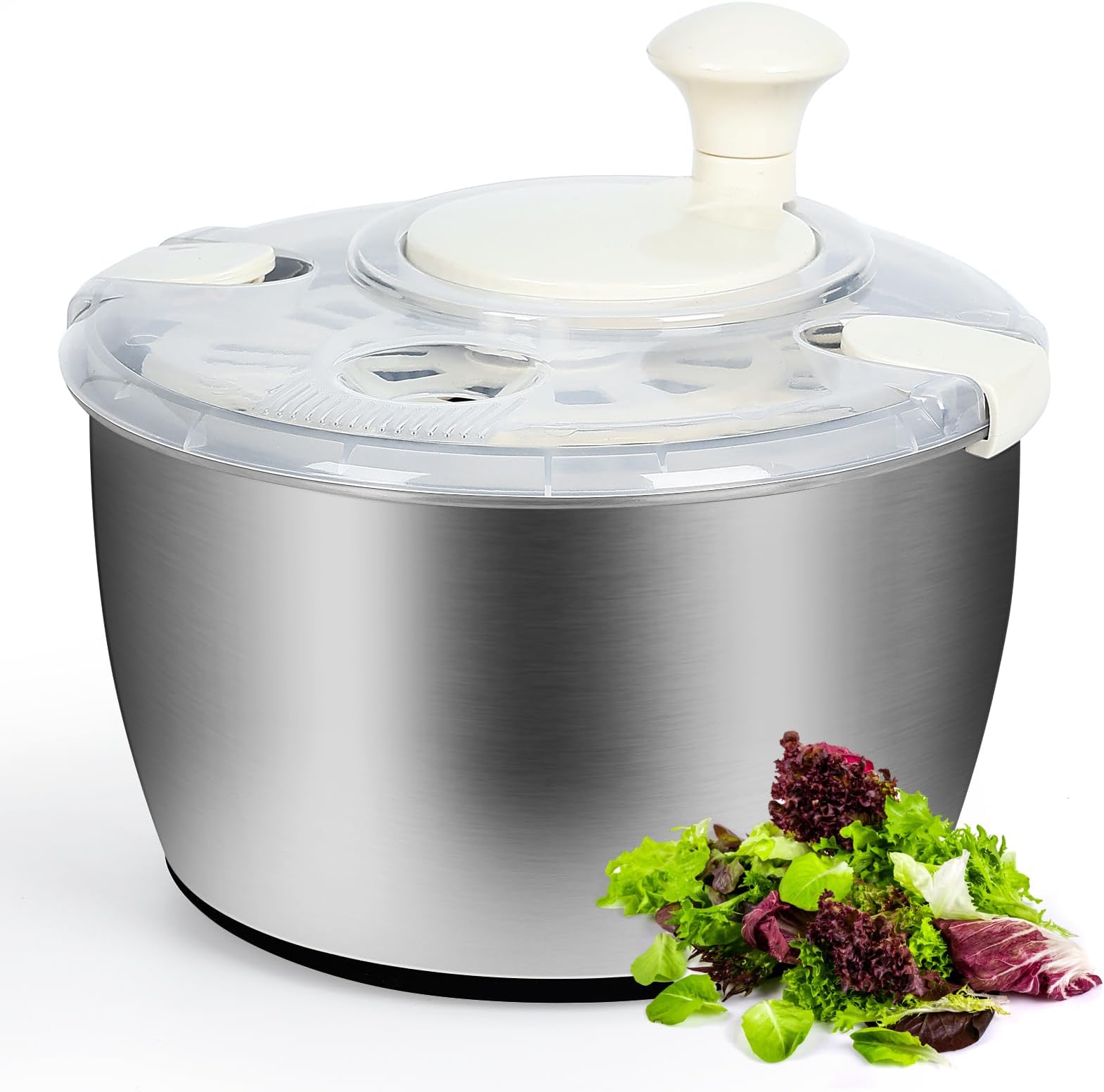 Amazon.com: NIOSAVM 5Qt Stainless steel Salad Spinner, lettuce spinners ...