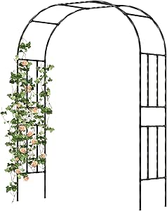 Caroeas Metal Garden Arch with 20mm Thickened Galvanized Steel Tubes ...