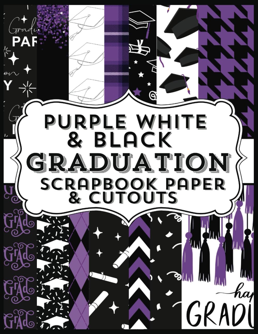 Amazon.com: Purple White & Black Graduation Scrapbook Paper & Cutouts ...