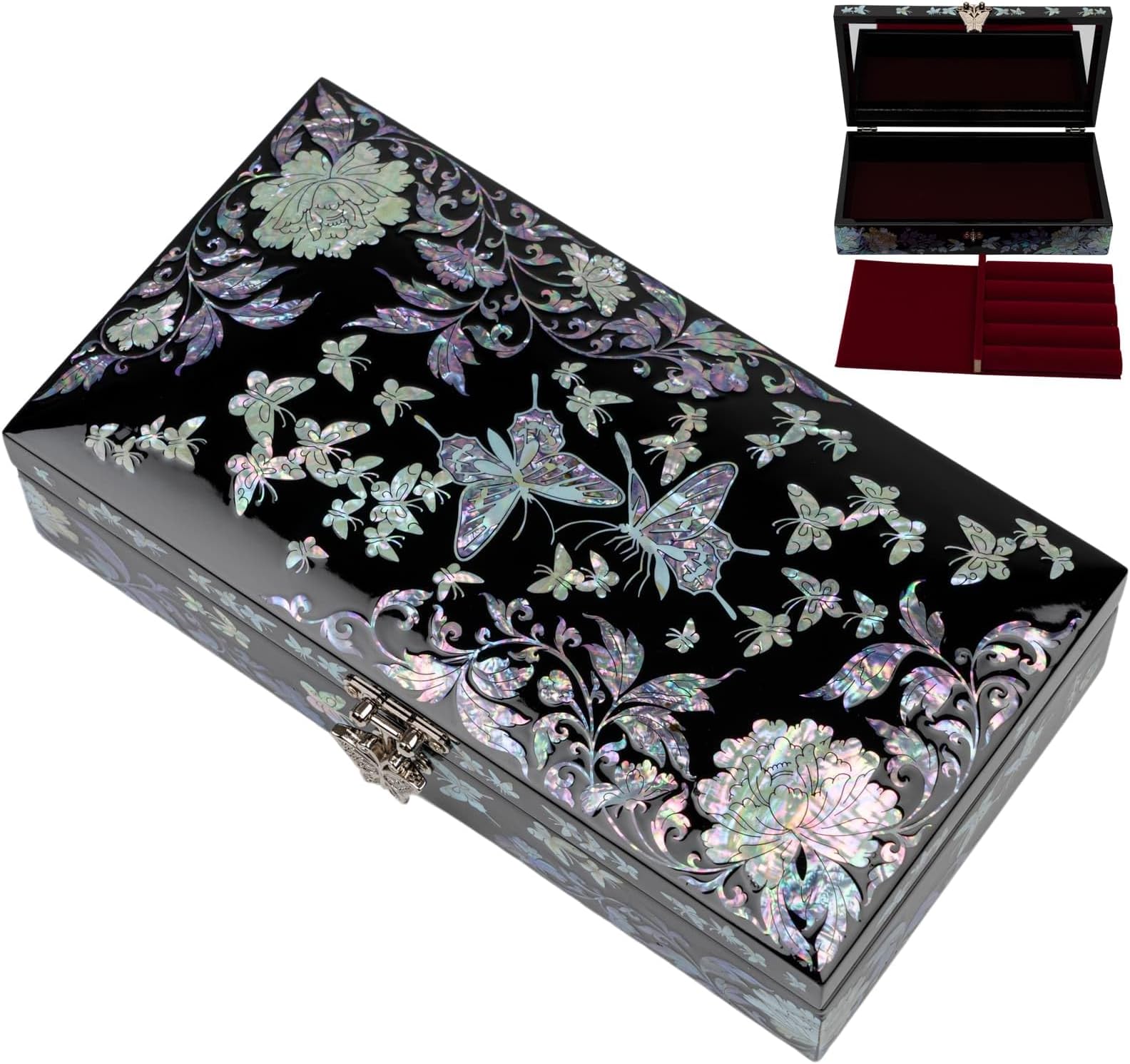 Amazon.com: Egyptian Wooden Jewelry Box with "Mother of Pearl" Inlaid ...