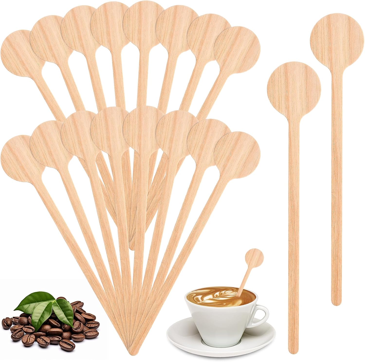 Worldity 500Pcs 5.98 Inch Coffee Stir Sticks, Natural Wooden Stir ...
