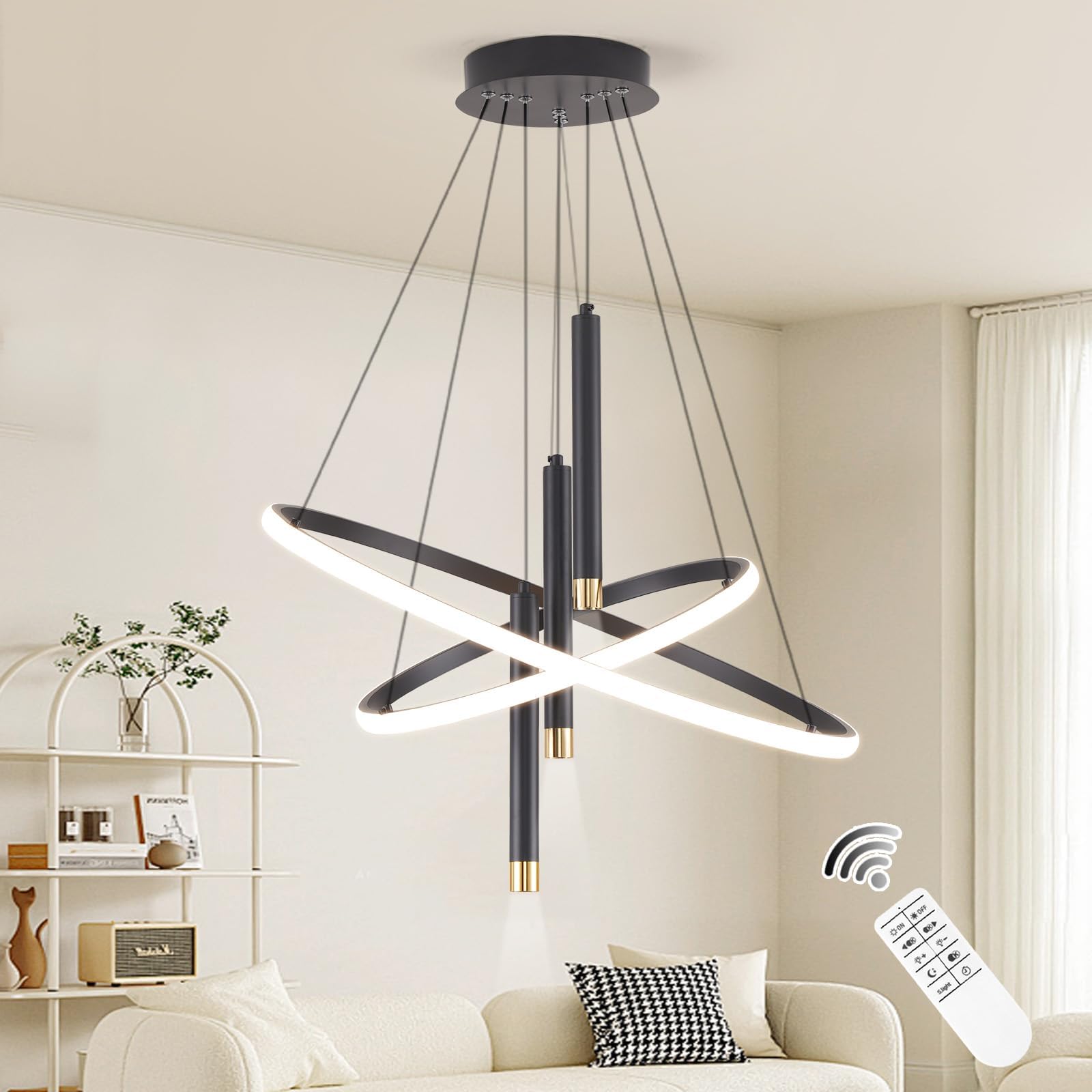 ORANOOR LED Black Modern Chandeliers for Dining Room Bedrooms Living ...