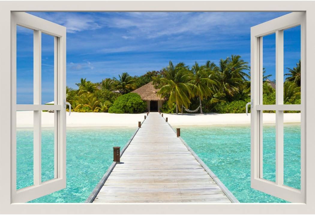 Tropical Island Beach Window Frame Mural - Huge Size Philippines | Ubuy