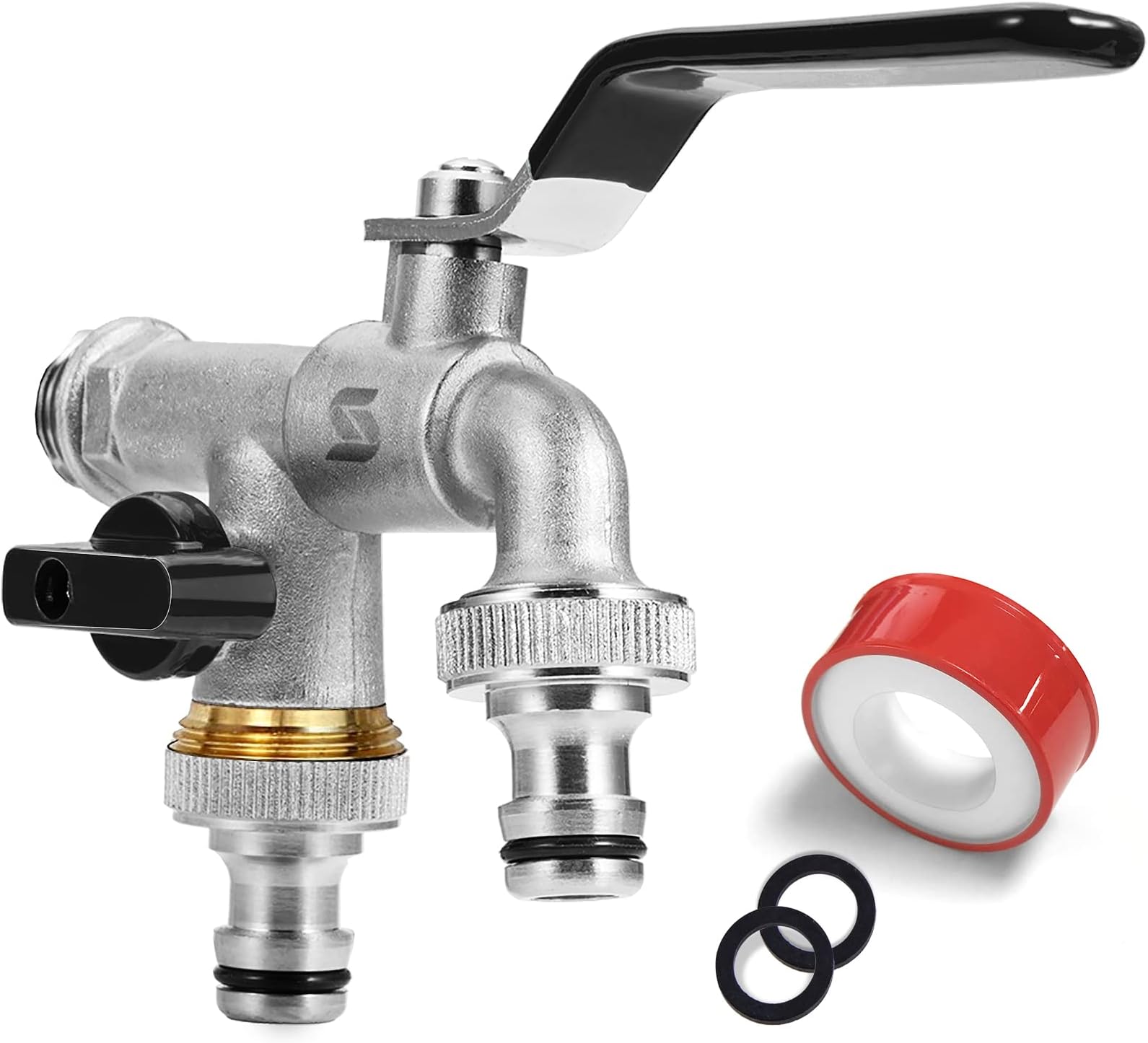 Garten Wasserhahn,1/2 Zoll,aus Messing rost-und frostsicher, mit 2 ...