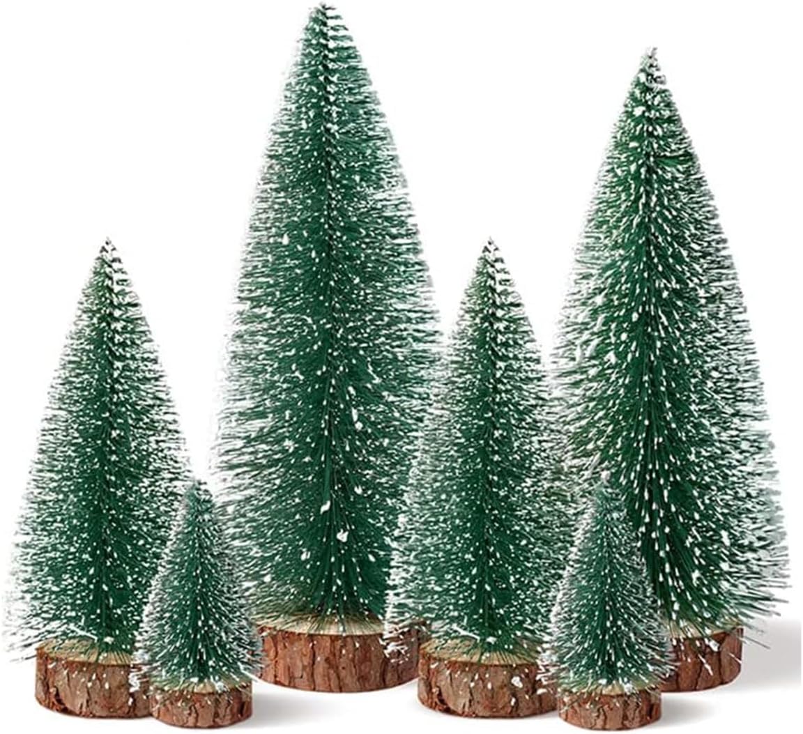 Amazon.com: Feill Mini Christmas Trees, Small Wooden Holiday Trees with ...