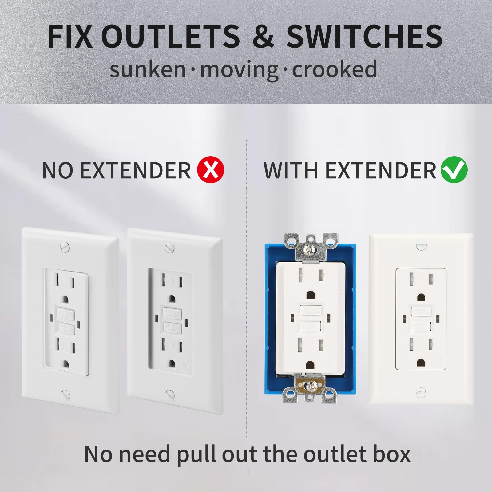 Single Gang Box Extender 1/2" Single Gang Receptacle Box Extenders, UL Listed With 6 Electrical ...