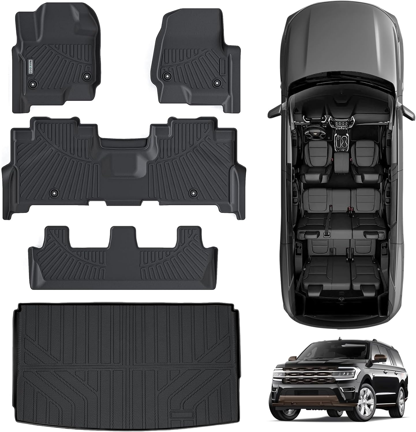 Amazon.com: WAYIDSS Floor Mats & Trunk mat for Ford Expedition MAX 2018 ...