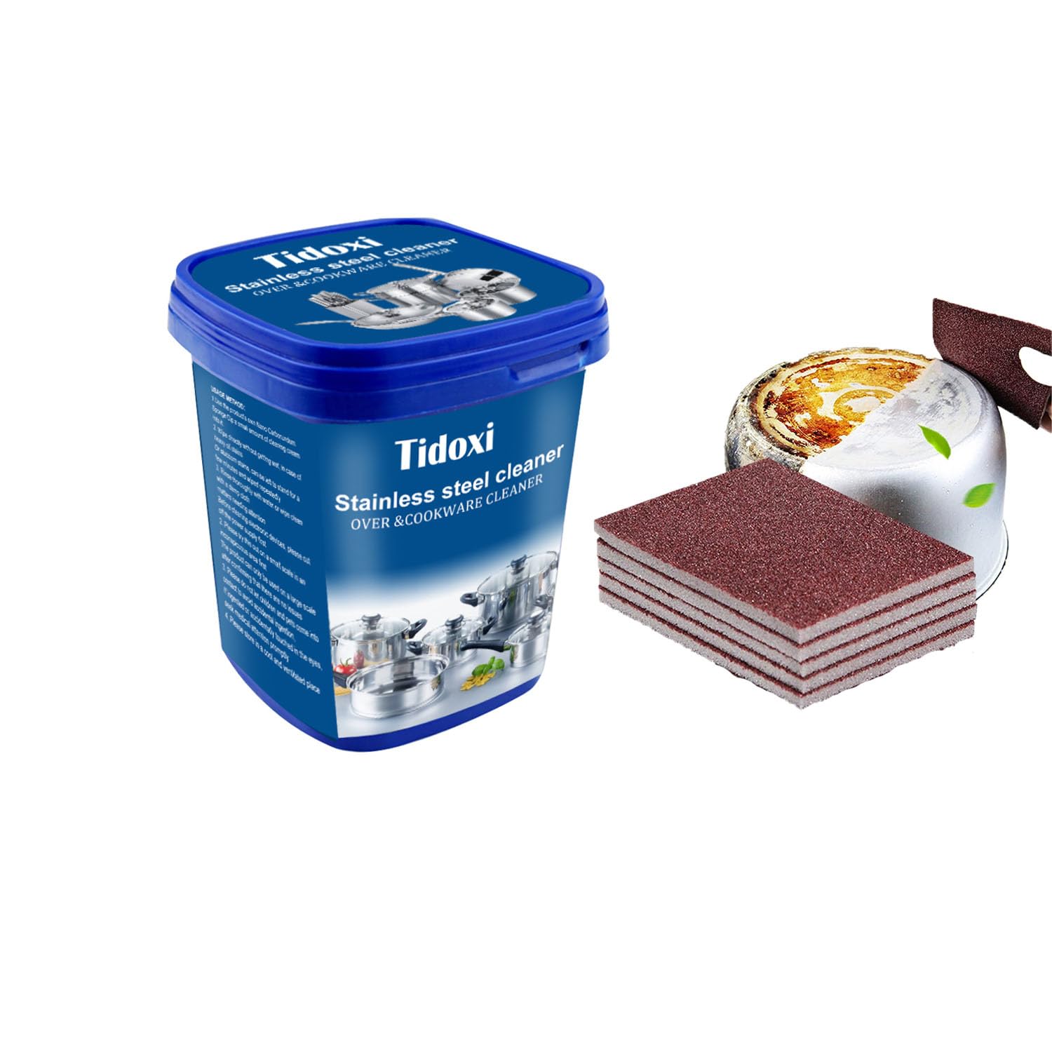 Tidoxi Stainless Steel Cleaning Paste 500g,5pcs Nano Emery Sponge ...