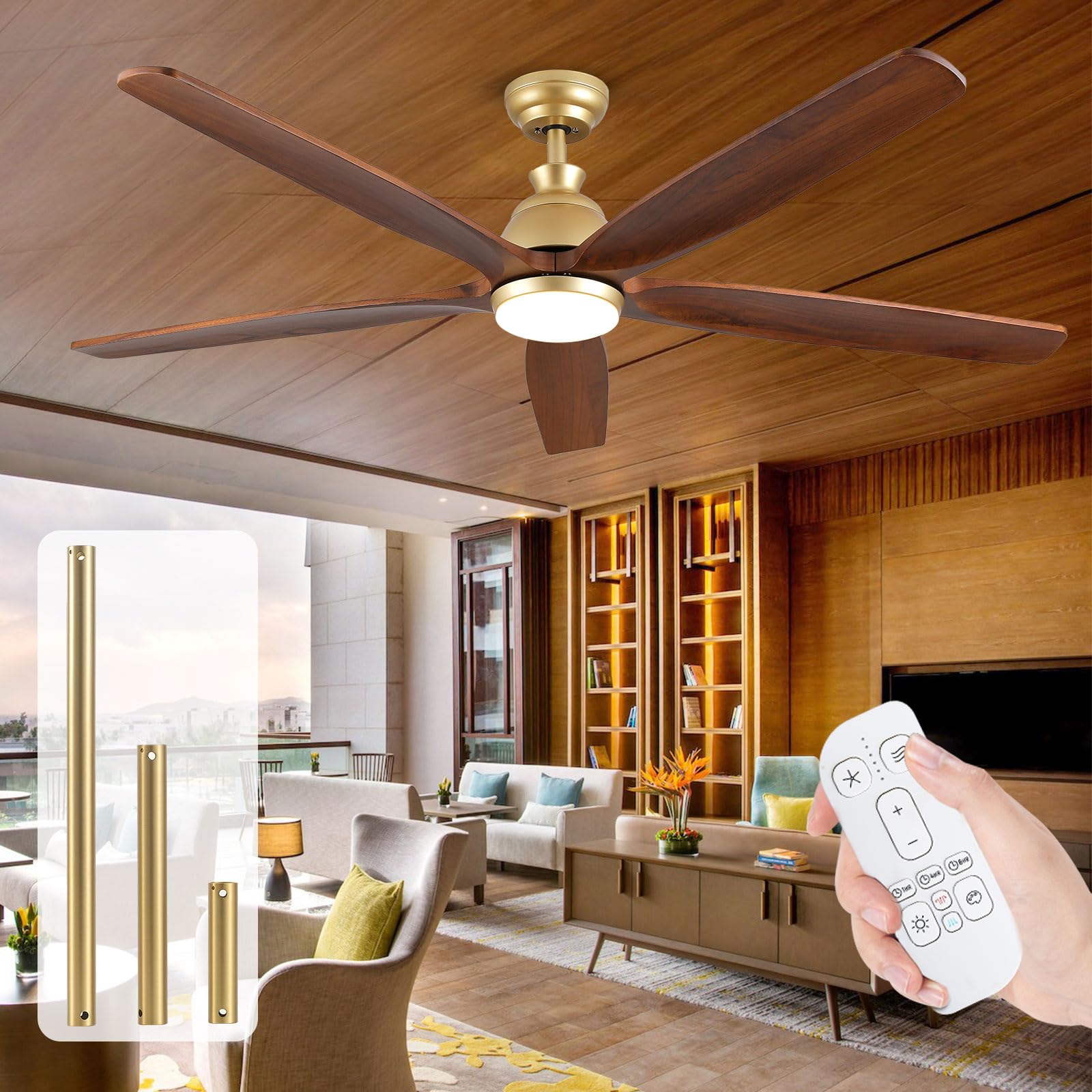 Luxury Farmhouse Rustic Reversible Ceiling Fan With Lights Depuley 60"