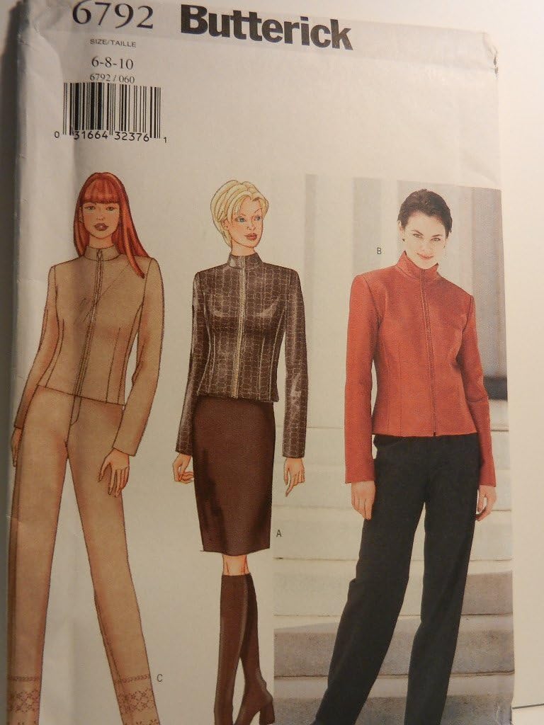 Amazon.com: Butterick sewing pattern 6792 racer style jacket, skirt ...