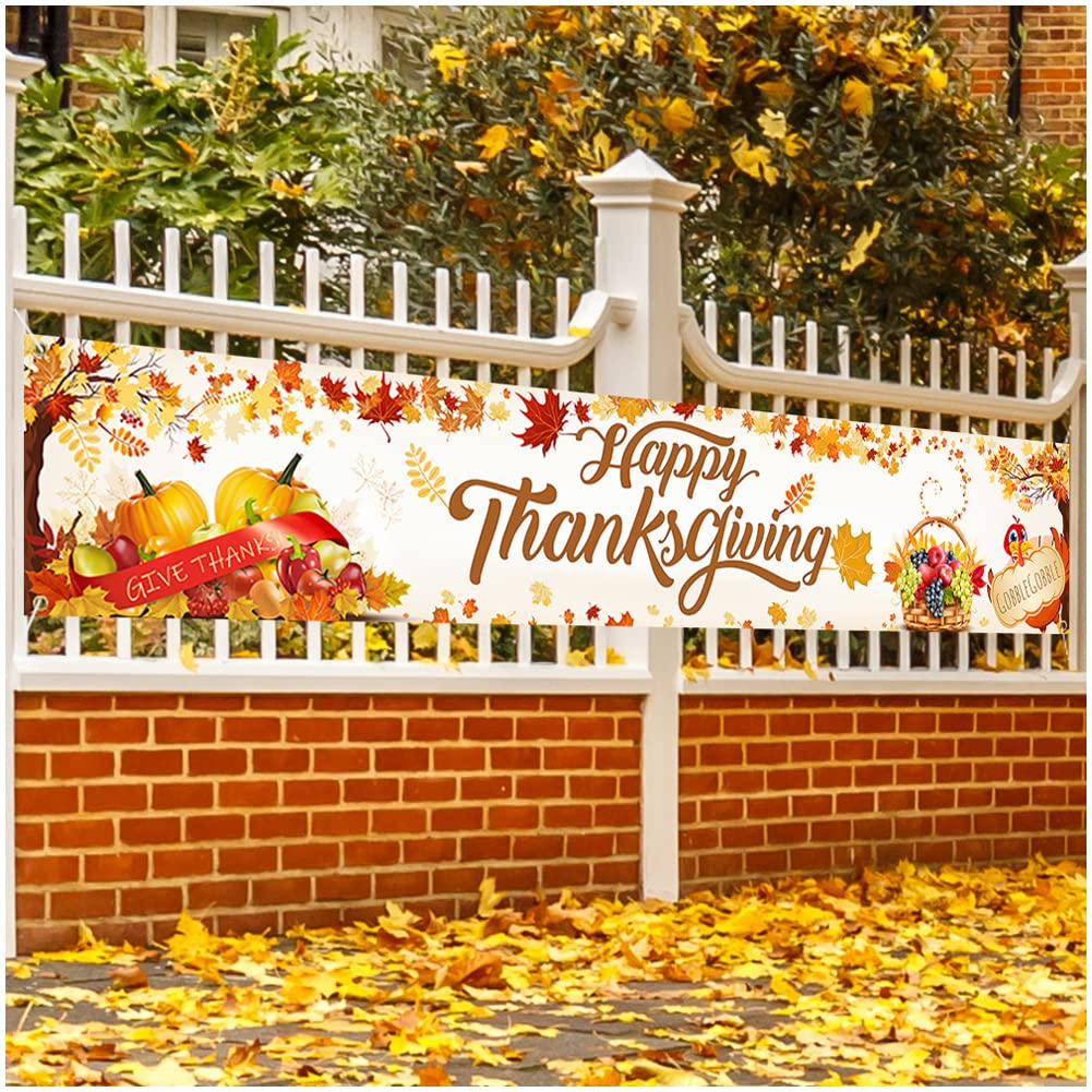 Amazon.com: Enjoyfun Happy Fall Banner 9.8 x 1.6 FT Thanksgiving Day ...