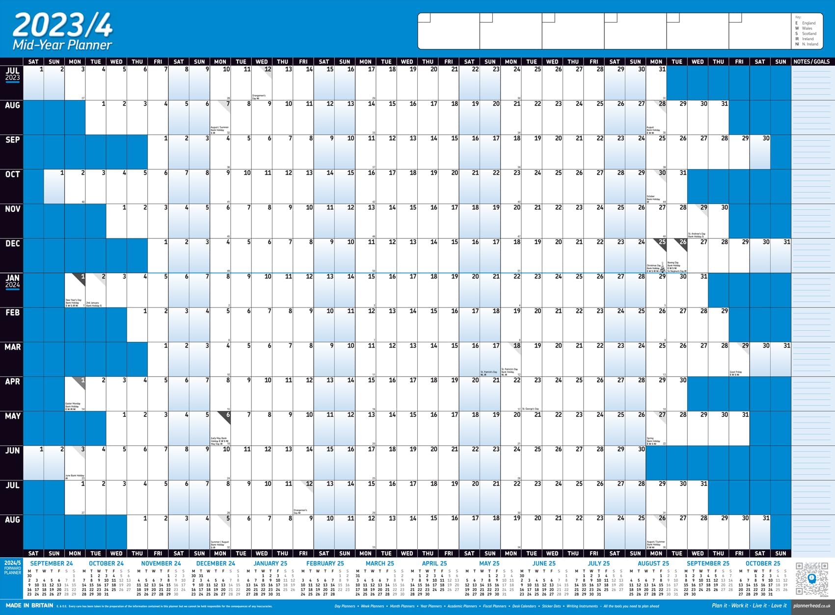 Stanley Craft Wall Planner 2023-2024 Mid Year June to August Yearly ...