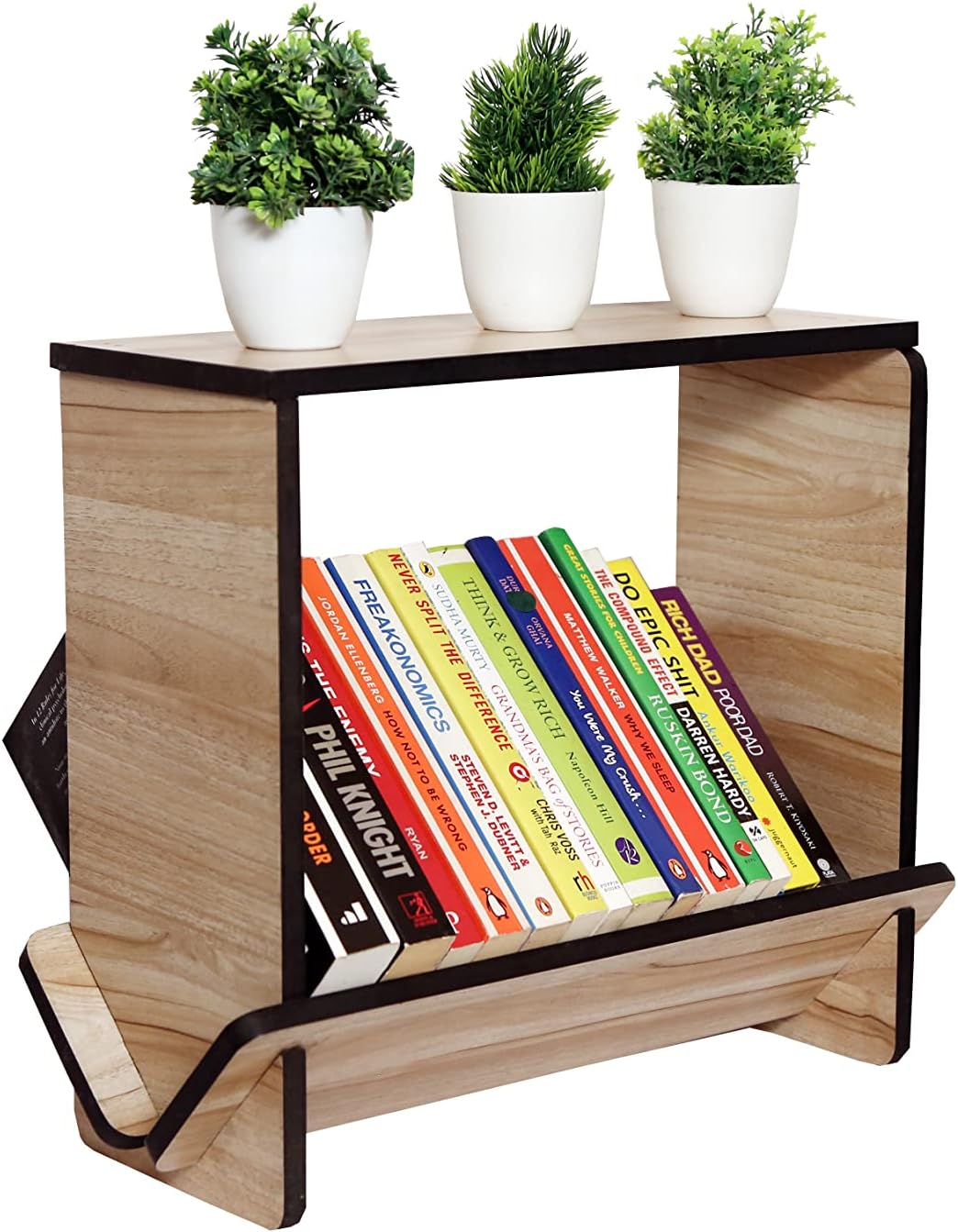 KRISANT Space Saving Wooden Hand Made Book Holder Mini Book Shelf Rack ...