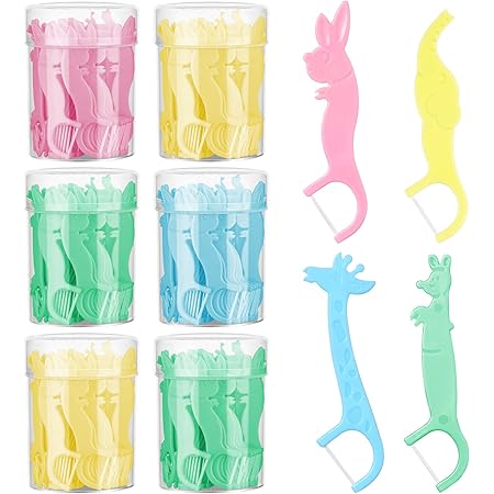 Amazon.com : 300 Counts Kids Dental Floss Picks with Box Multiple Line ...