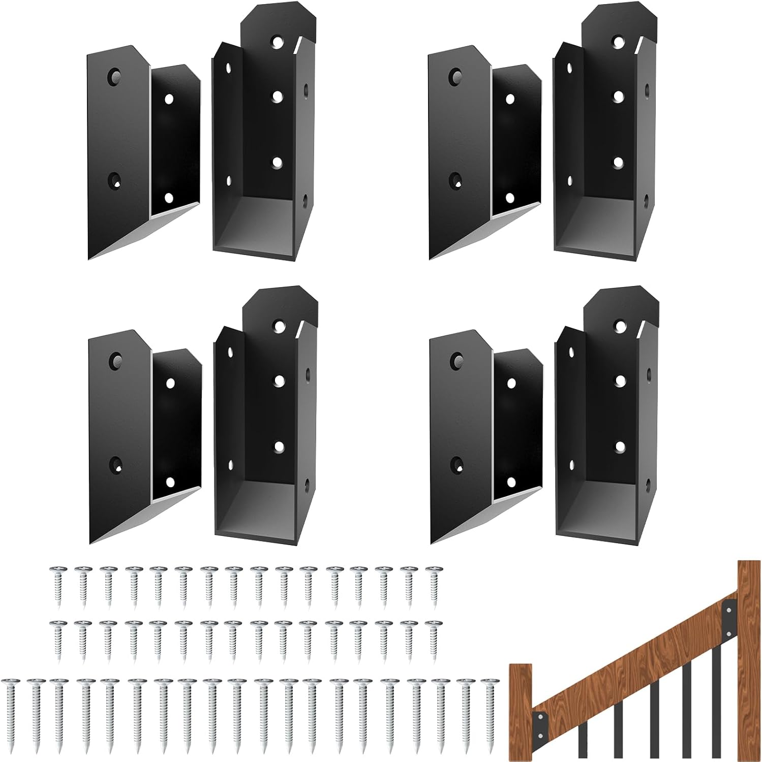 2 Pair 30°Deck Railing Stair connectors 201 Stainless Steel 2"x4 ...