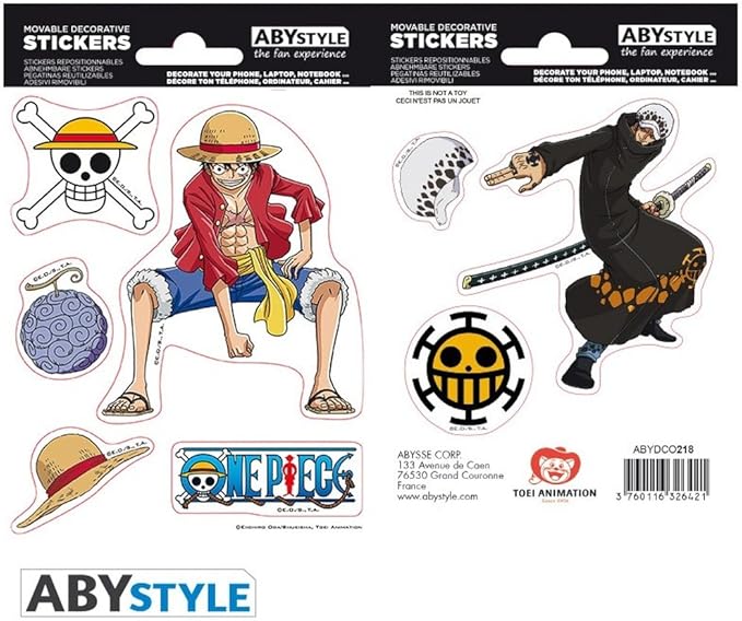 ABYstyle - ONE PIECE - Stickers - 16x11cm - Luffy & Law : Amazon.co.uk ...