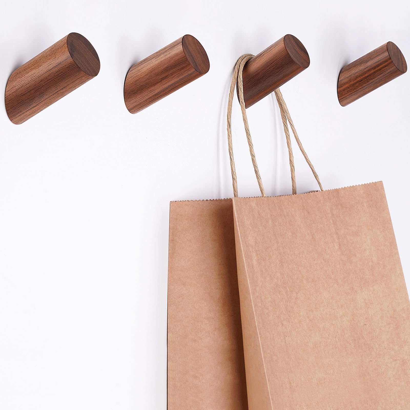 Amazon.com: Felidio Wood Wall Hooks, 4 Pack Coat Hooks Wall Mounted ...