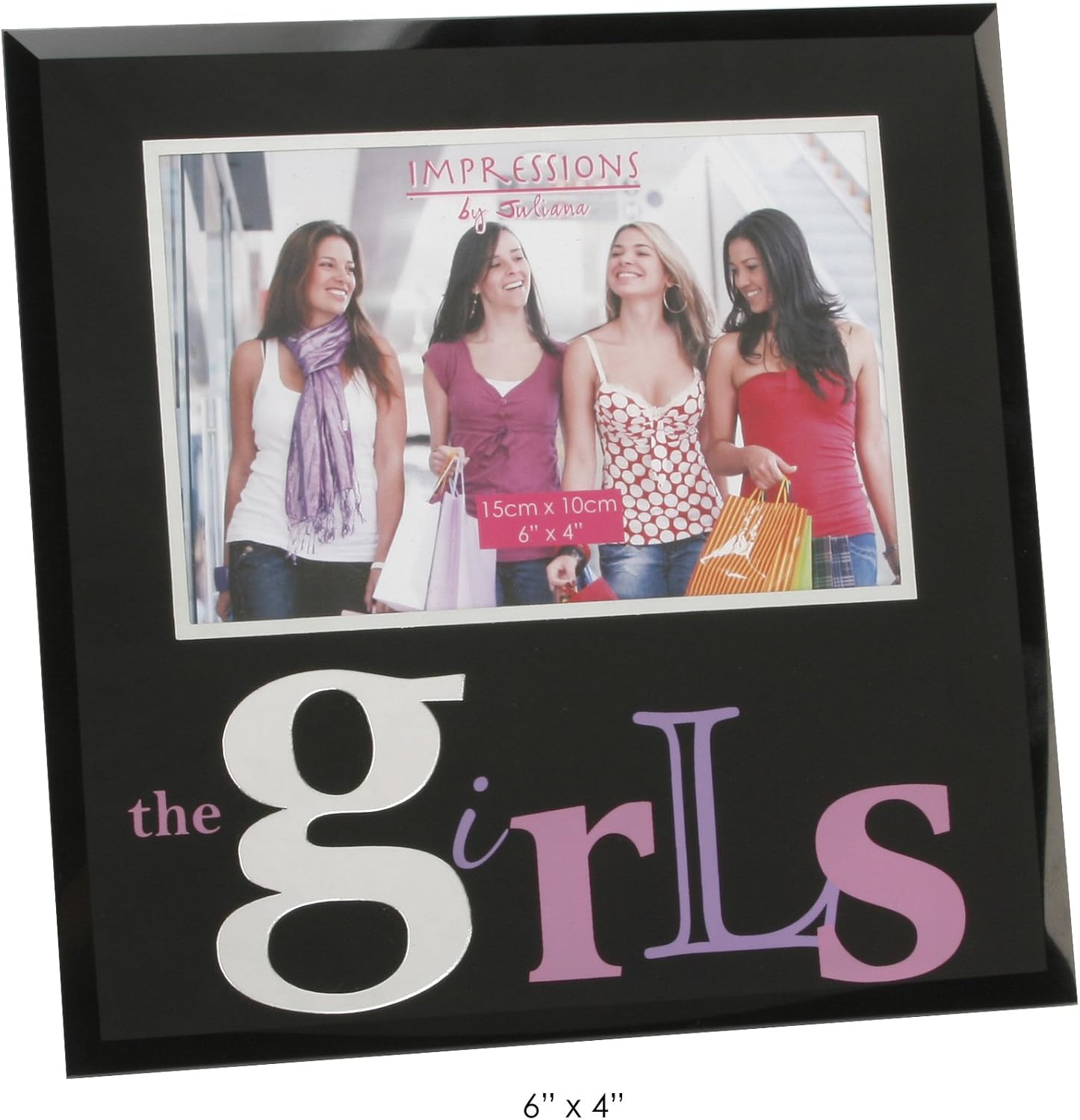 Amazon.com: Impressions Black Glass 'The Girls' Pink 4"x6" Photo Frame ...