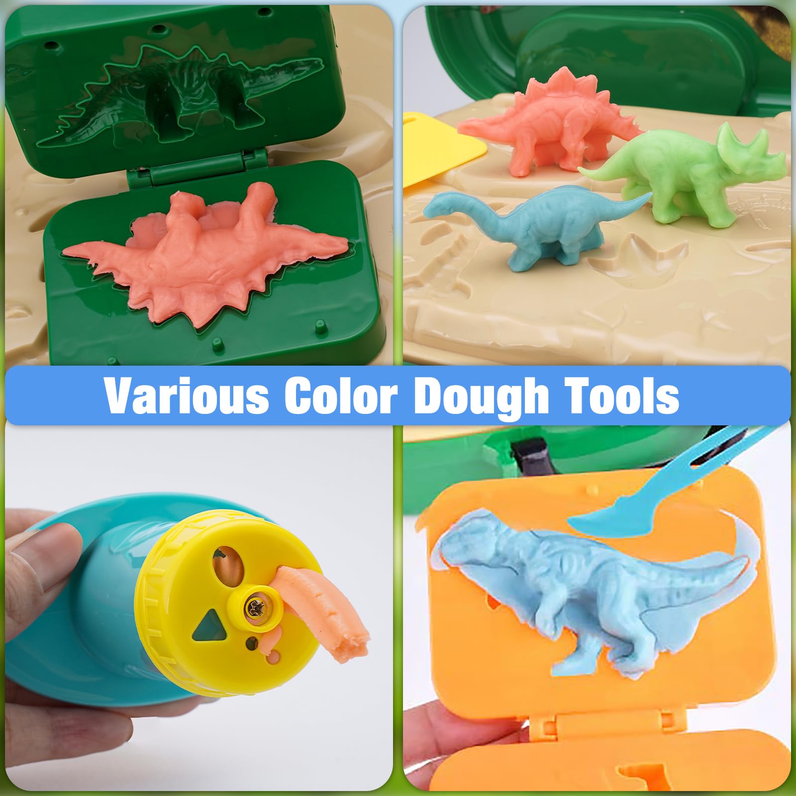 Snapklik.com : Crelloci Dinosaur Color Dough Set Tools Dino World 26 ...