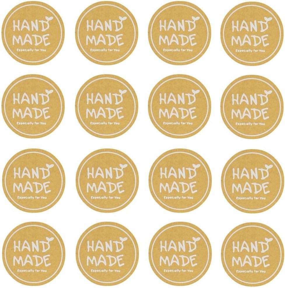 Amazon.com: Hand Made Especially for You Kraft Round Sticker for Home ...