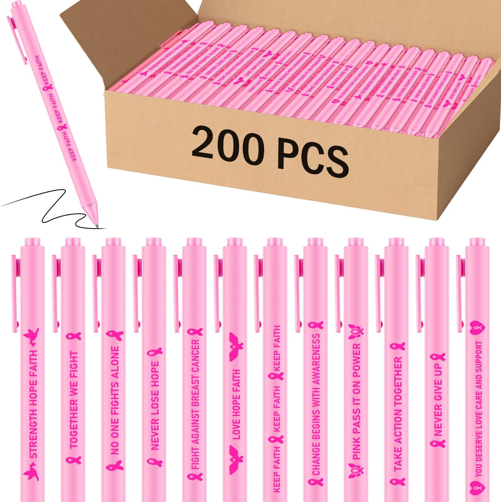Amazon.com : Ctosree 200 Pcs Breast Cancer Awareness Pens 1.0mm ...