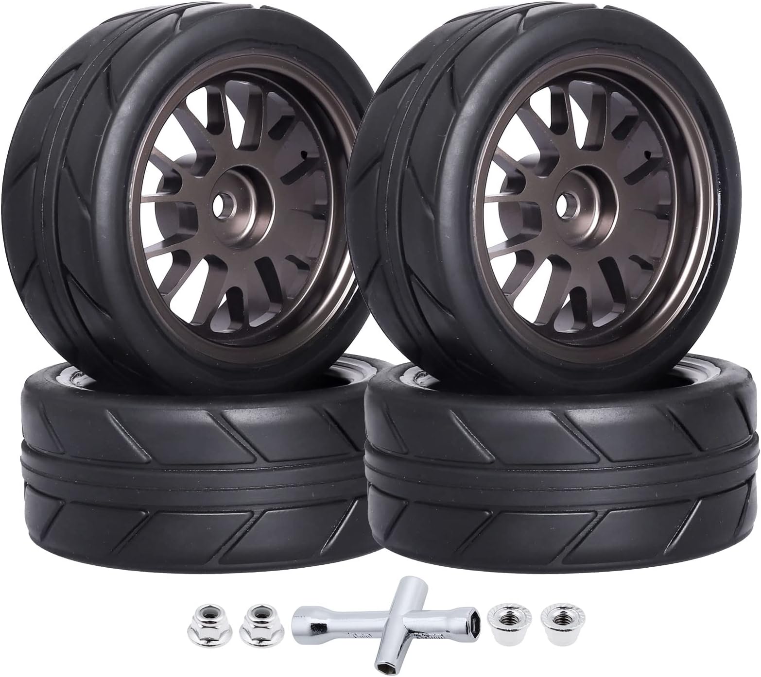 Amazon.com: 1/10 RC Drift Wheels 12mm Plastic RC Drift Tires & Black 10 ...