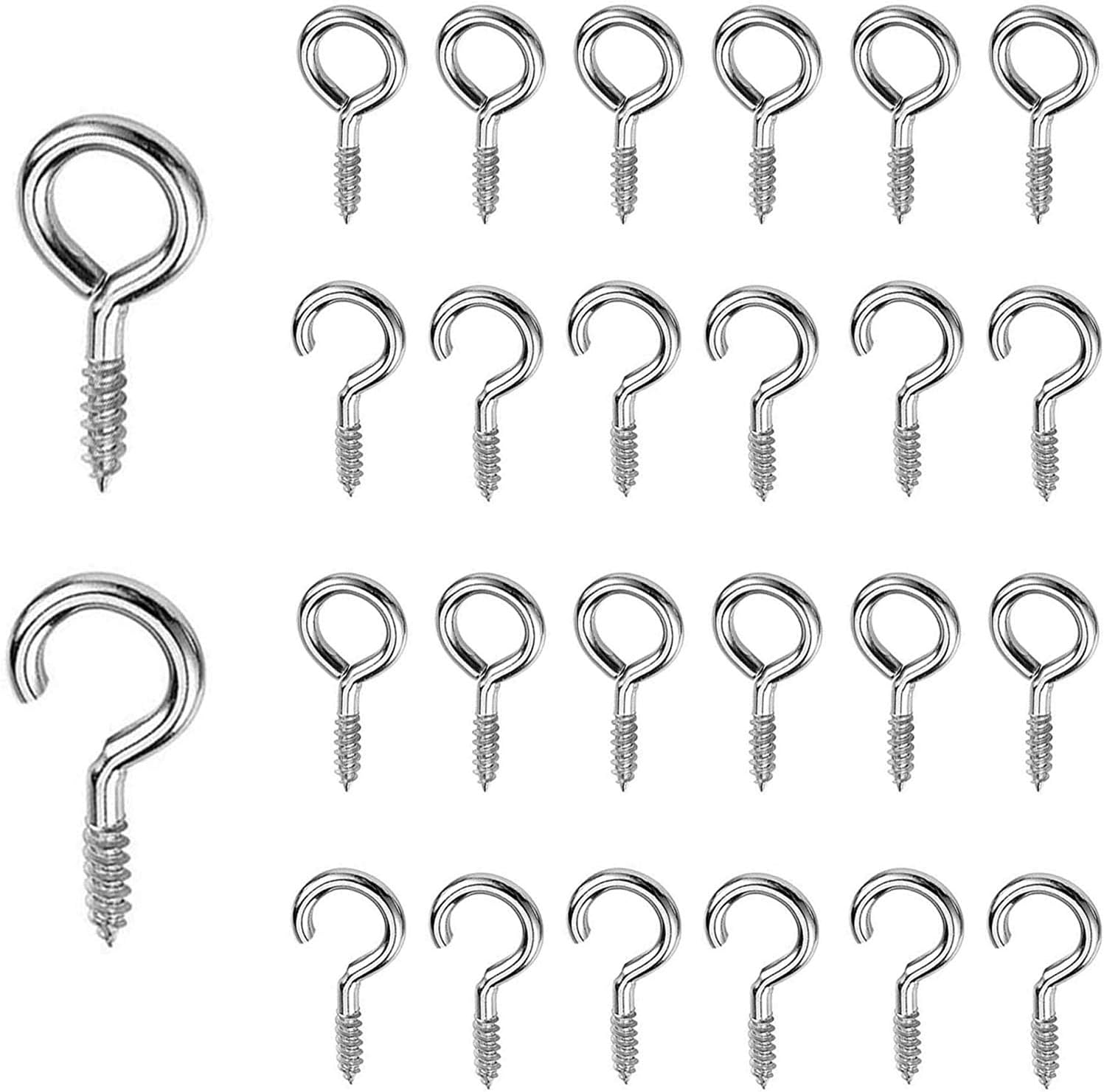 20 x Hooks and eyes 25mm net wire curtain screws - 10 x hooks & 10 x ...