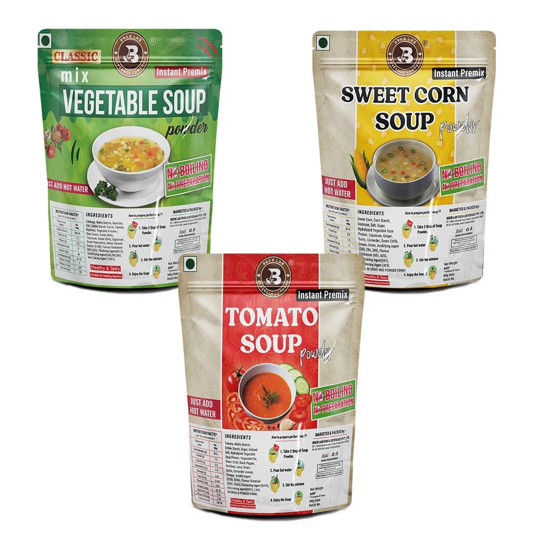 Brew Lab Combo Of Mix Veg+Sweet Corn+Tomato Soup Powder Mix Suitable ...