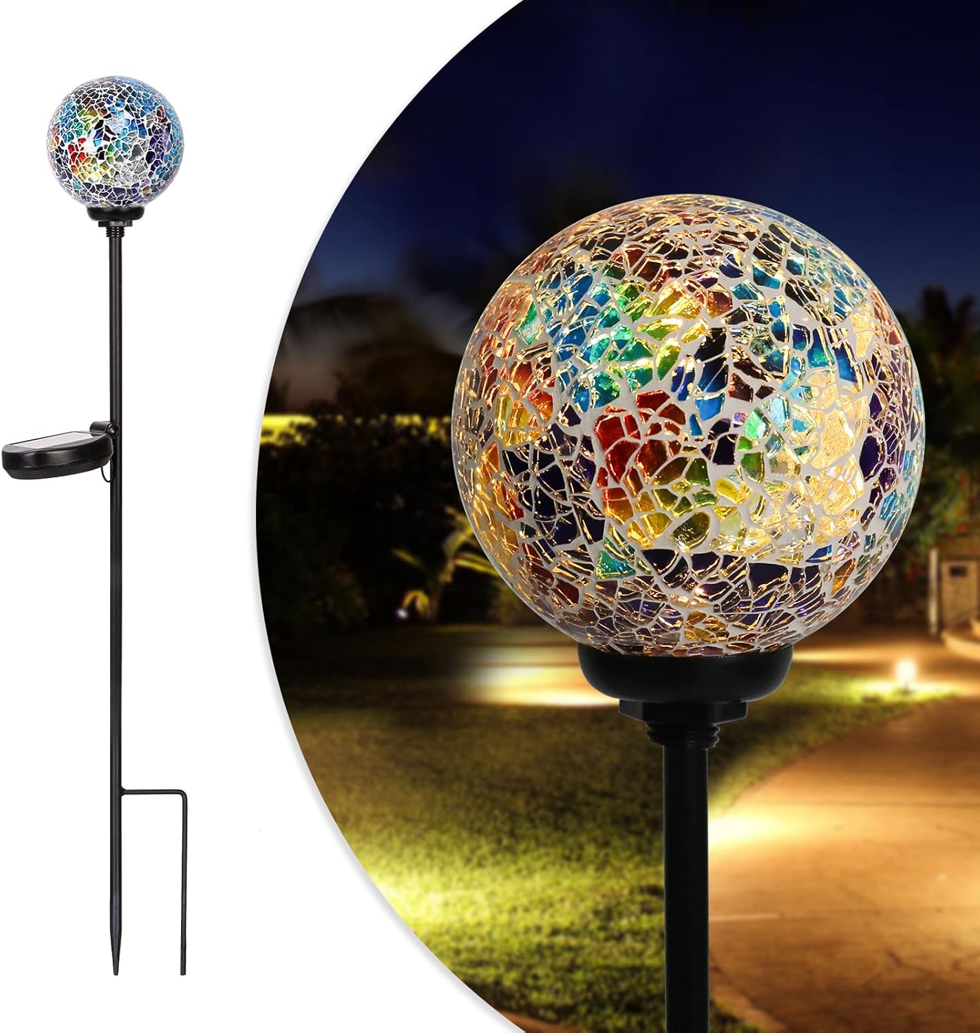 Amazon.com: Solar Garden Lights Outdoor Decorative - Solar Gazing Ball ...