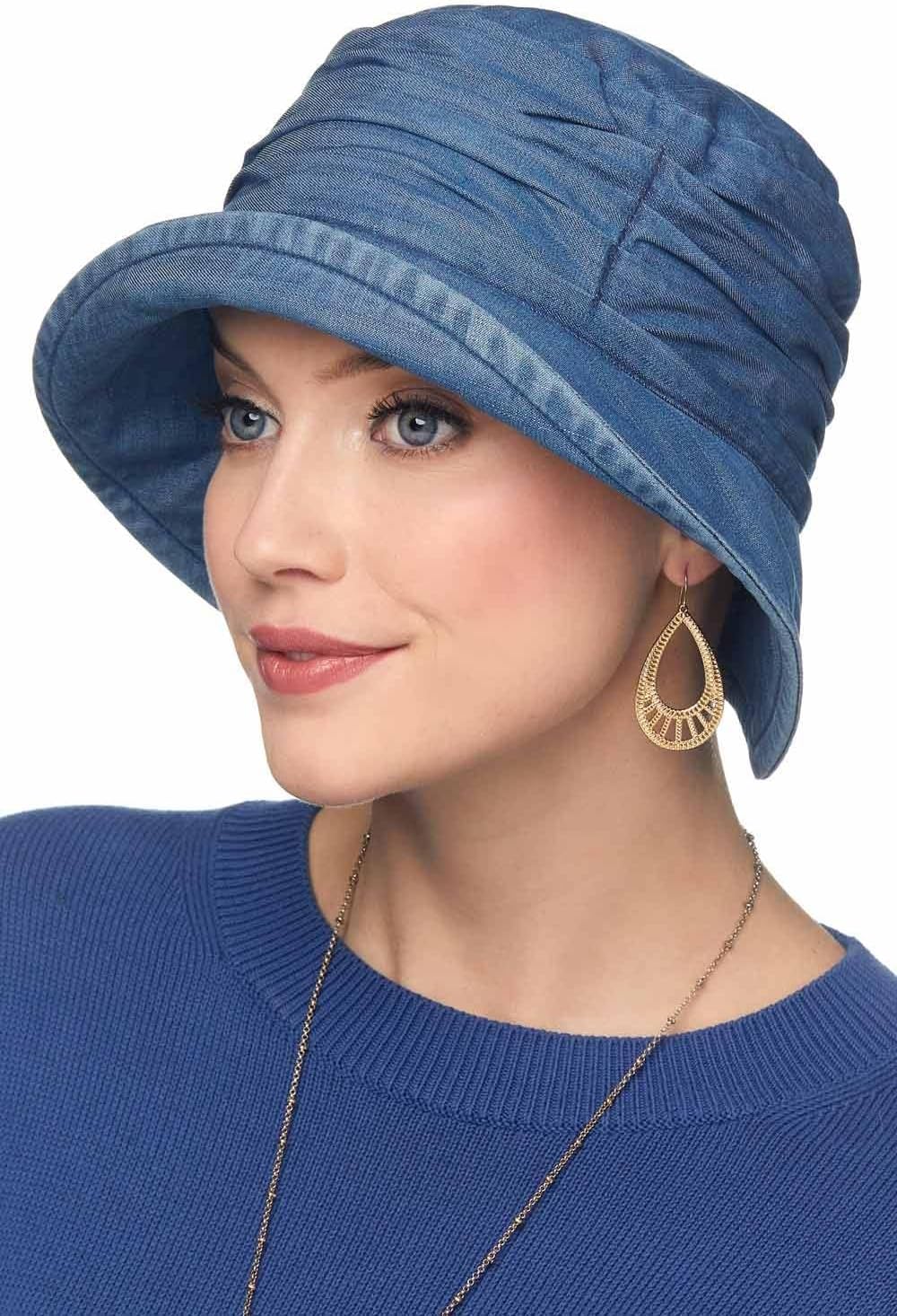 Denim Tencil Pleated Bucket Hat - Cardani Womens Bucket Hat at Amazon ...