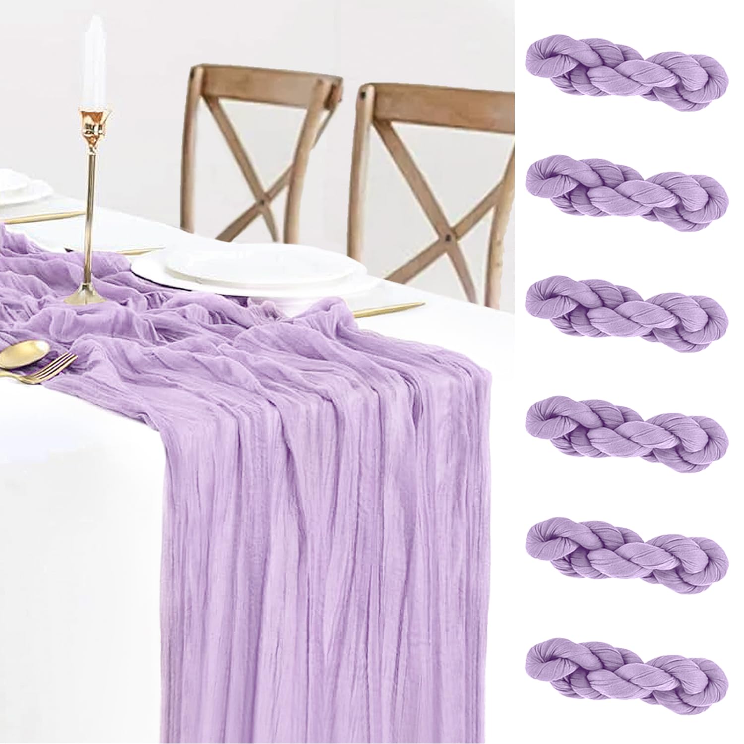 Amazon.com: 6 Pieces Light Purple Cheesecloth Table Runners, 10Ft ...