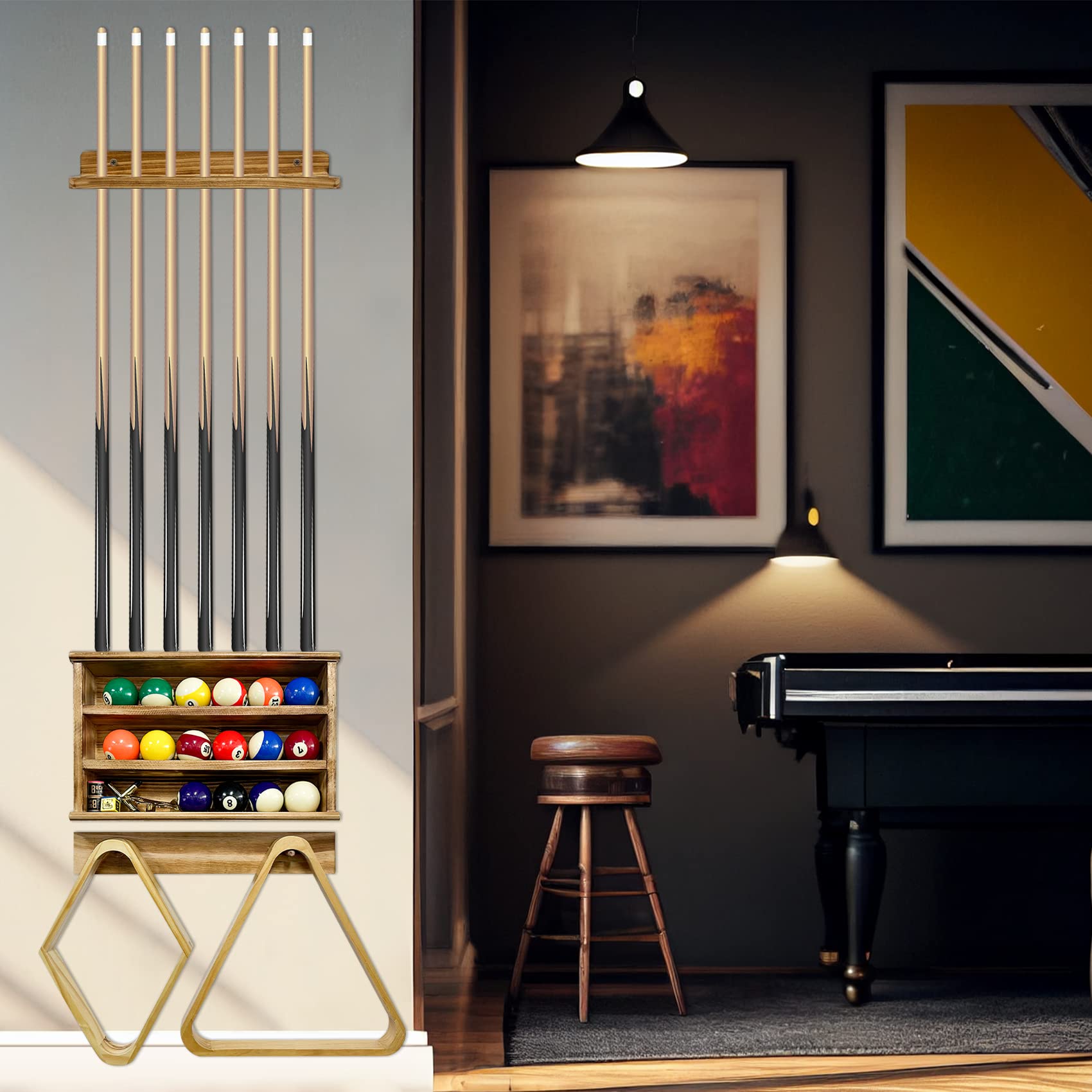 Giassvio Pool Stick Holder Wall Mount - Billiard Pool Cue Rack Holds ...