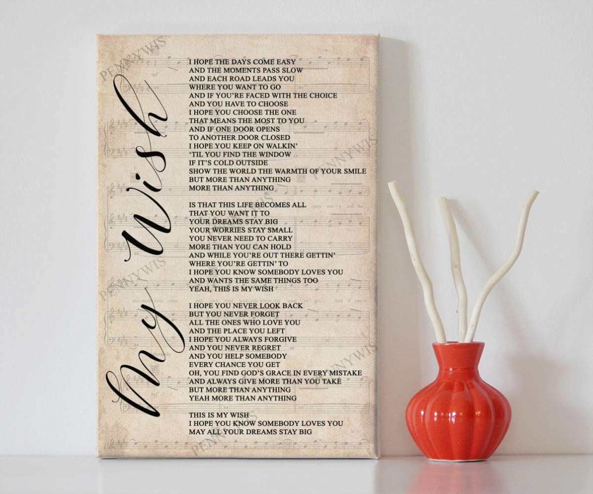 Amazon.com: PENNYWIS Decor Gift - My Wish - Song Lyrics Sheet Music ...