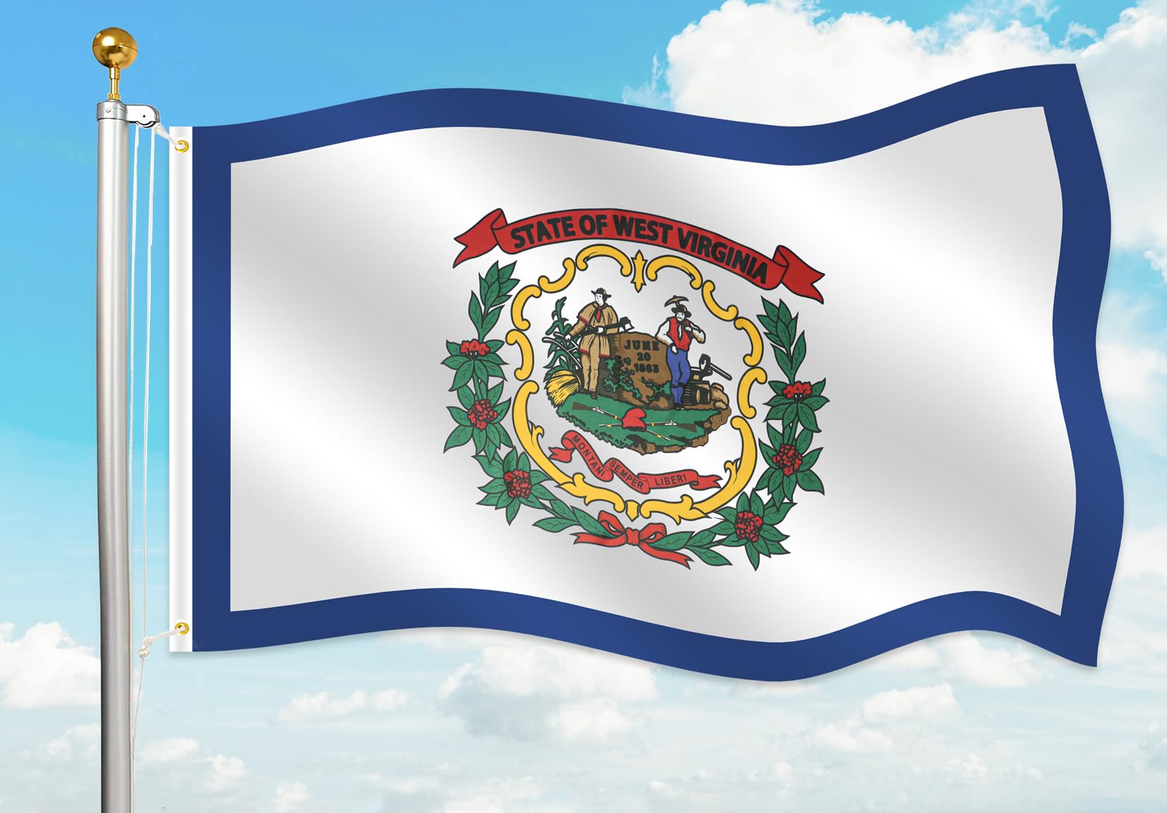West Virginia State Flag - West Virginia flag 3X5ft outside/indoor ...