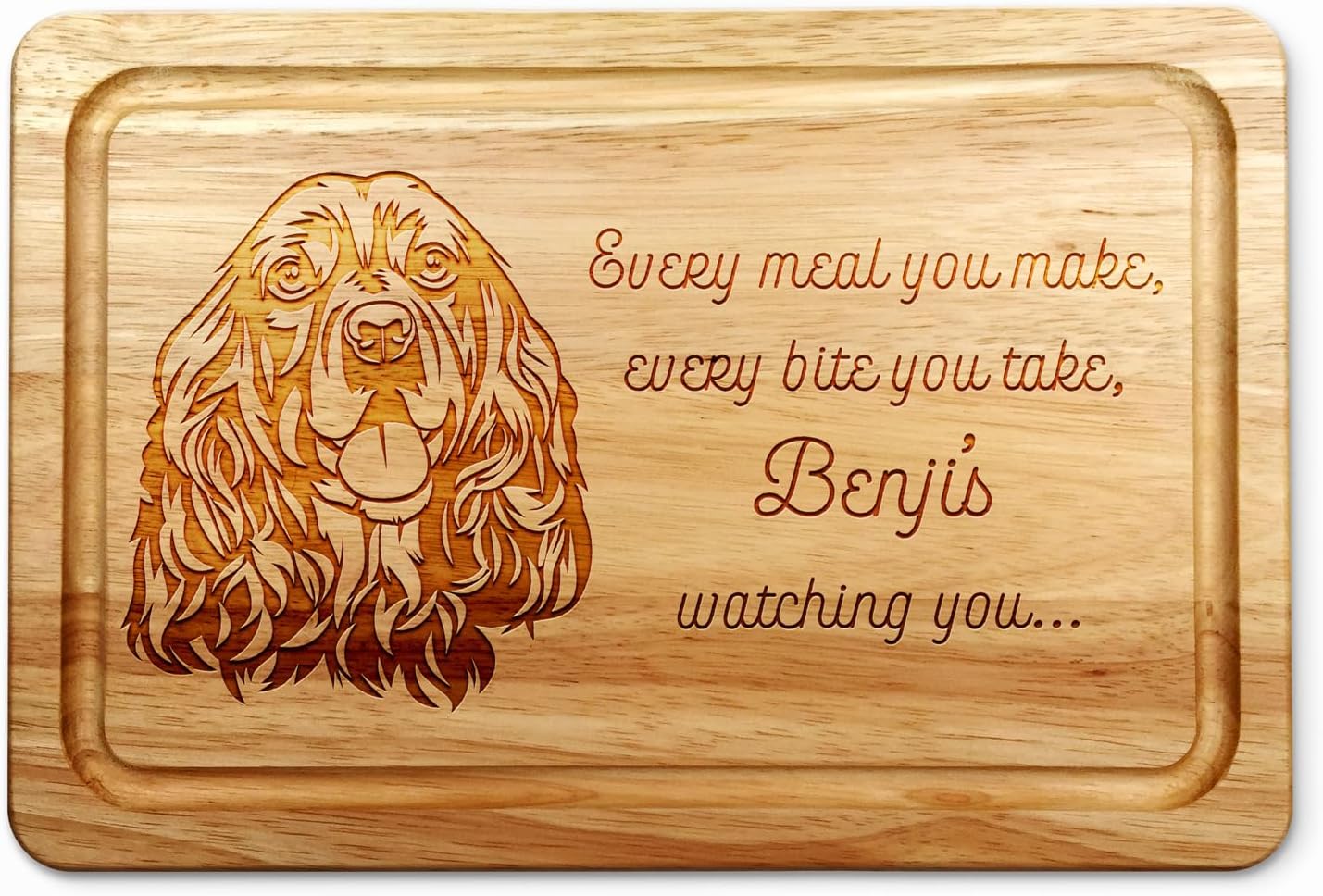 Personalised Hevea Hardwood Cocker Spaniel Chopping Board 30 x 20cm ...