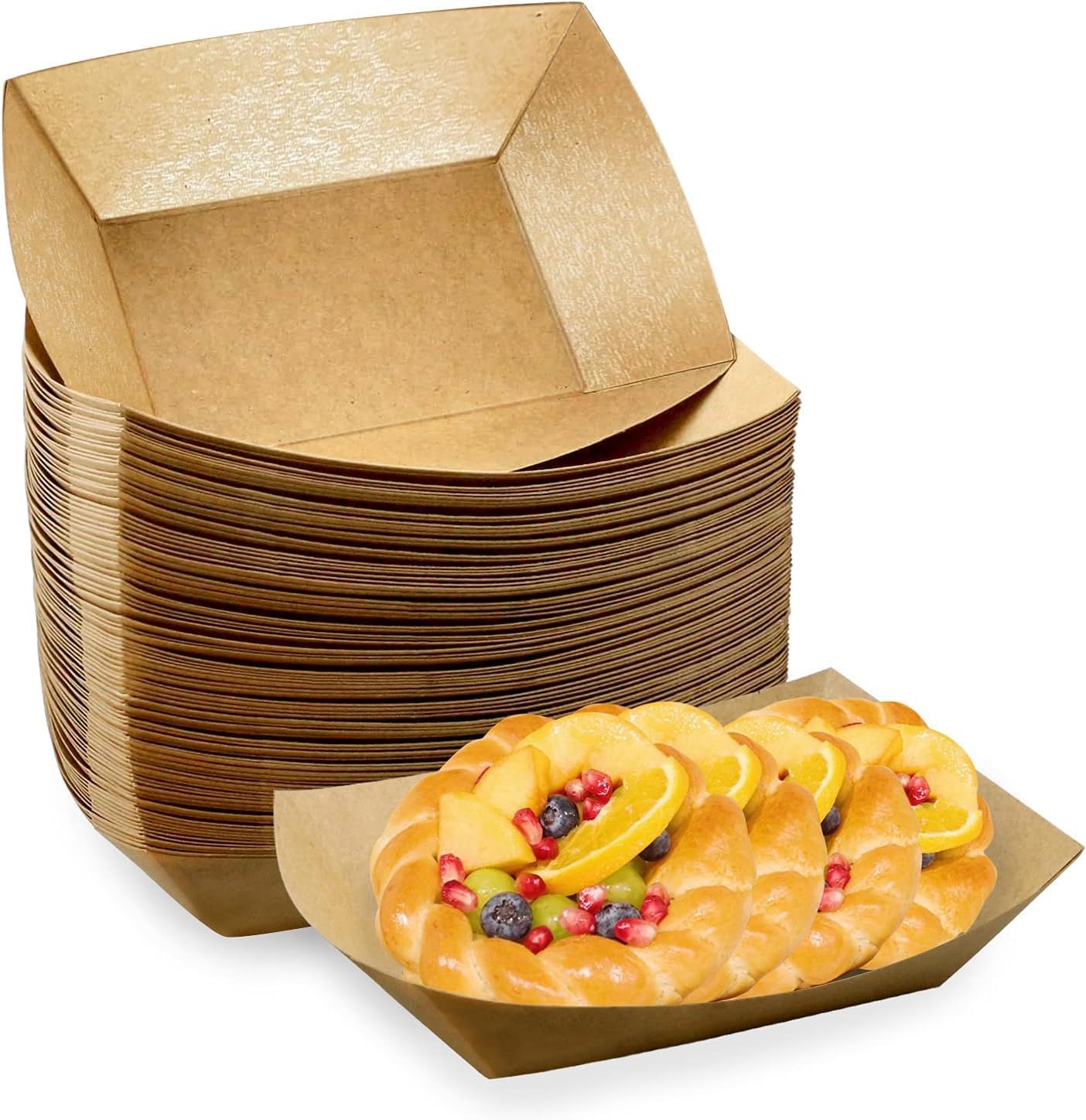 Amazon.com: Oomcu 100 Pack 3 lb Heavy Duty Paper Food Trays ...